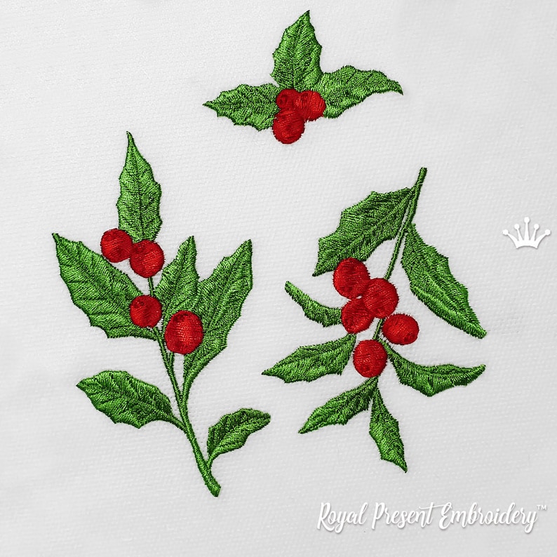 Holly Set of Machine Embroidery Designs 2 Sizes - Etsy