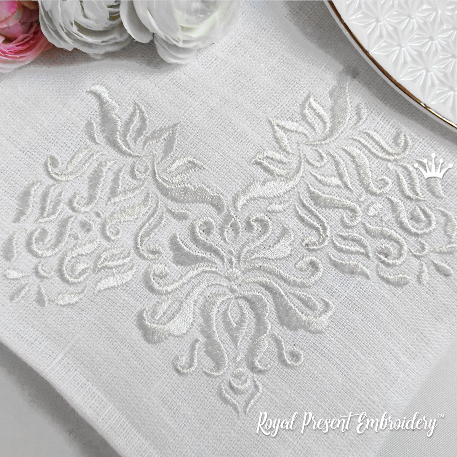 Damascus Corner Machine Embroidery Design - Etsy