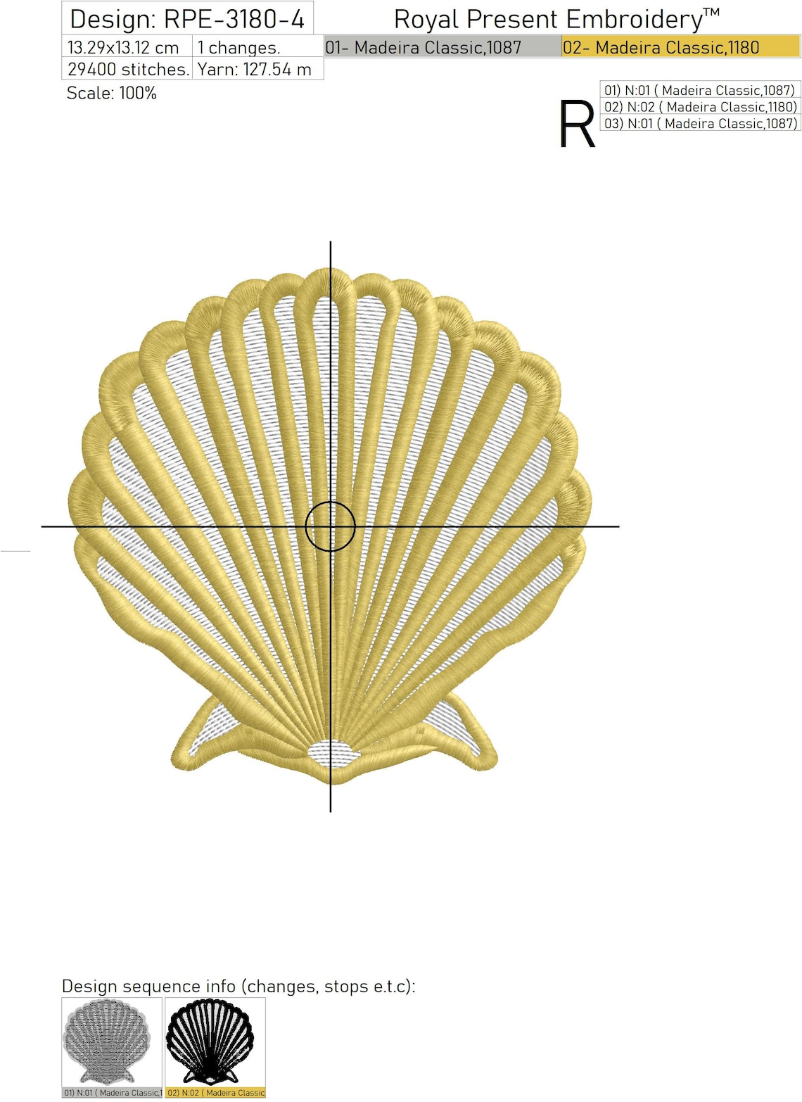 Scallop Seashell Machine Embroidery Design 4 Sizes - Etsy