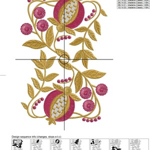 Jacobean Pomegranate Border Machine Embroidery Design - 4 Sizes - Etsy