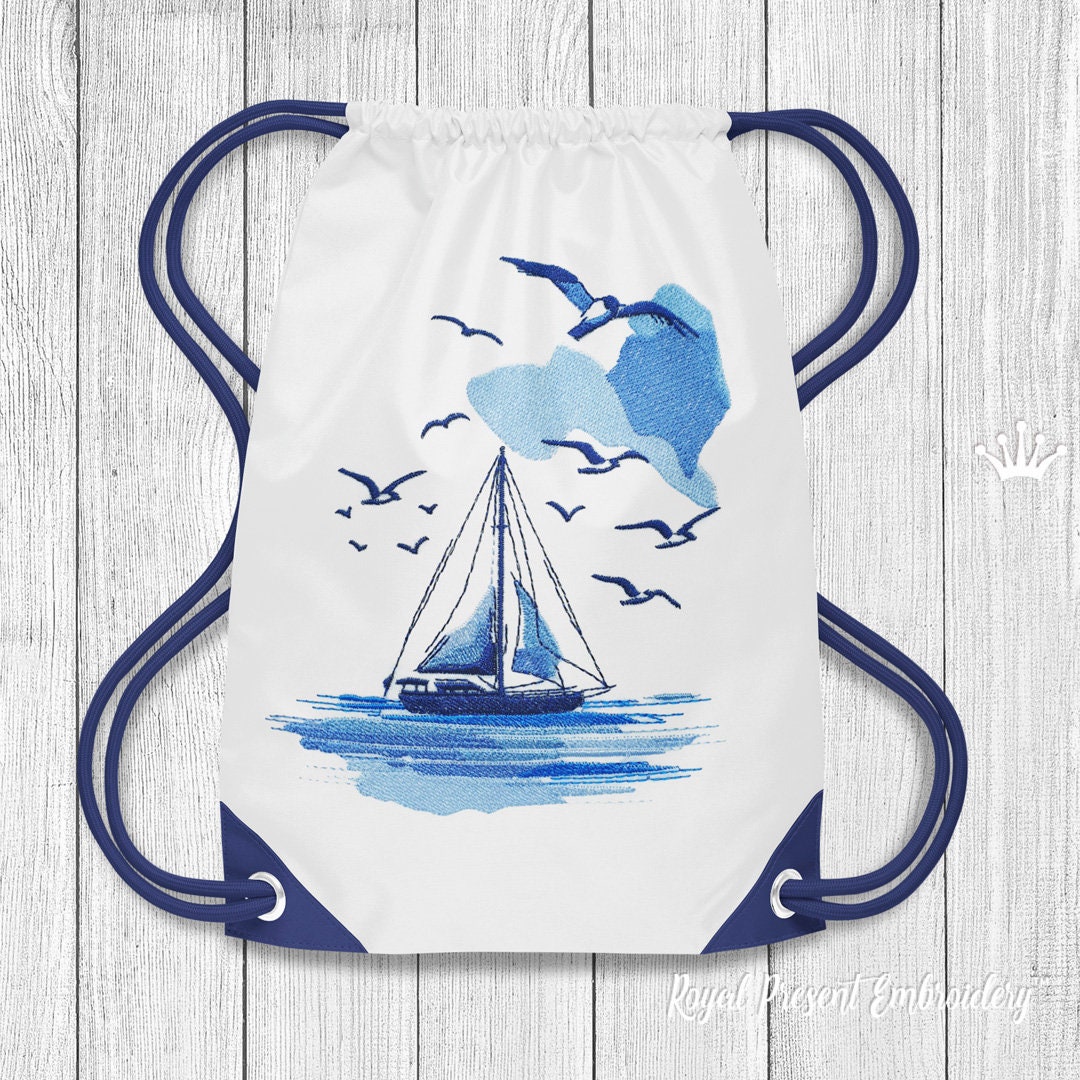 Sailboat on the Waves Large Machine Embroidery Design - 4 Sizes - Etsy