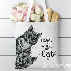 Two Cats Machine Embroidery Designs - 7 Sizes - Etsy