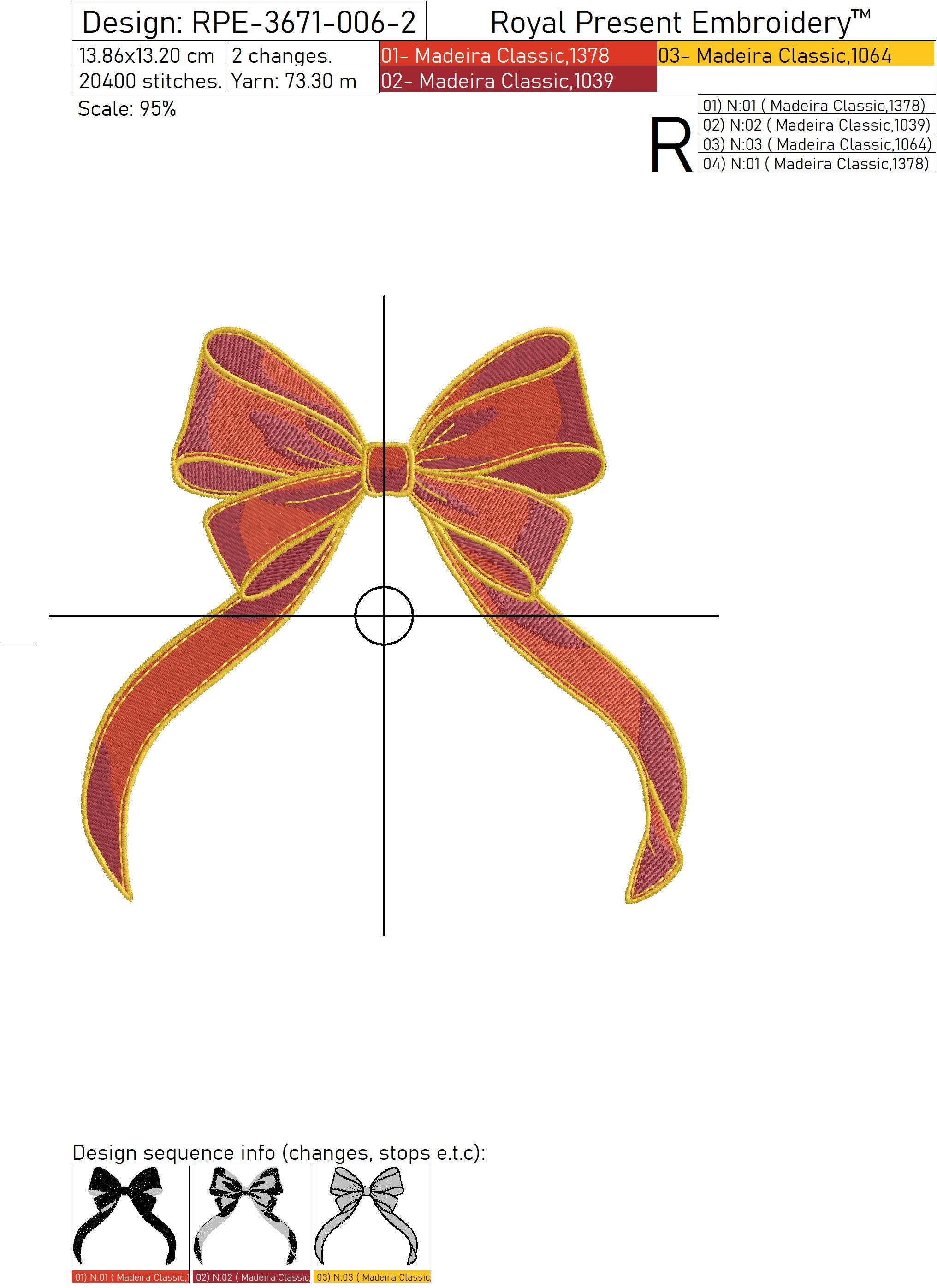 Christmas Decoration: Baroque Bow Machine Embroidery Design - 4 Sizes ...