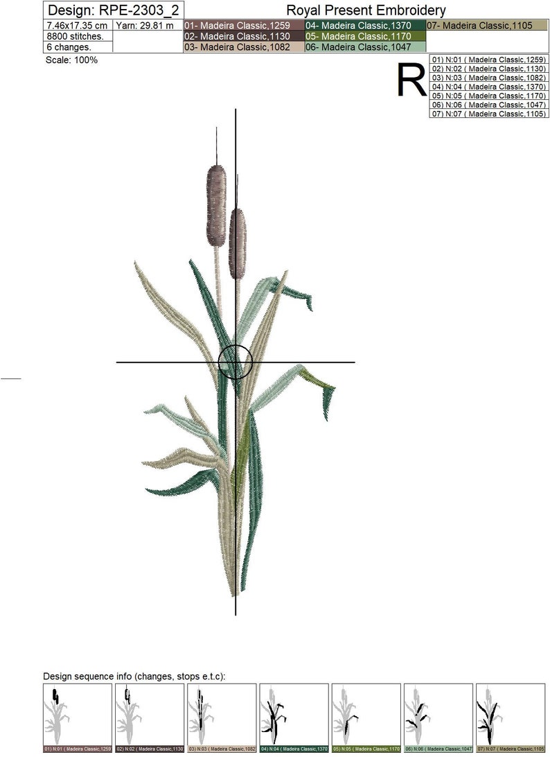 Bulrush Machine Embroidery Designs Set - 7 Sizes - Etsy