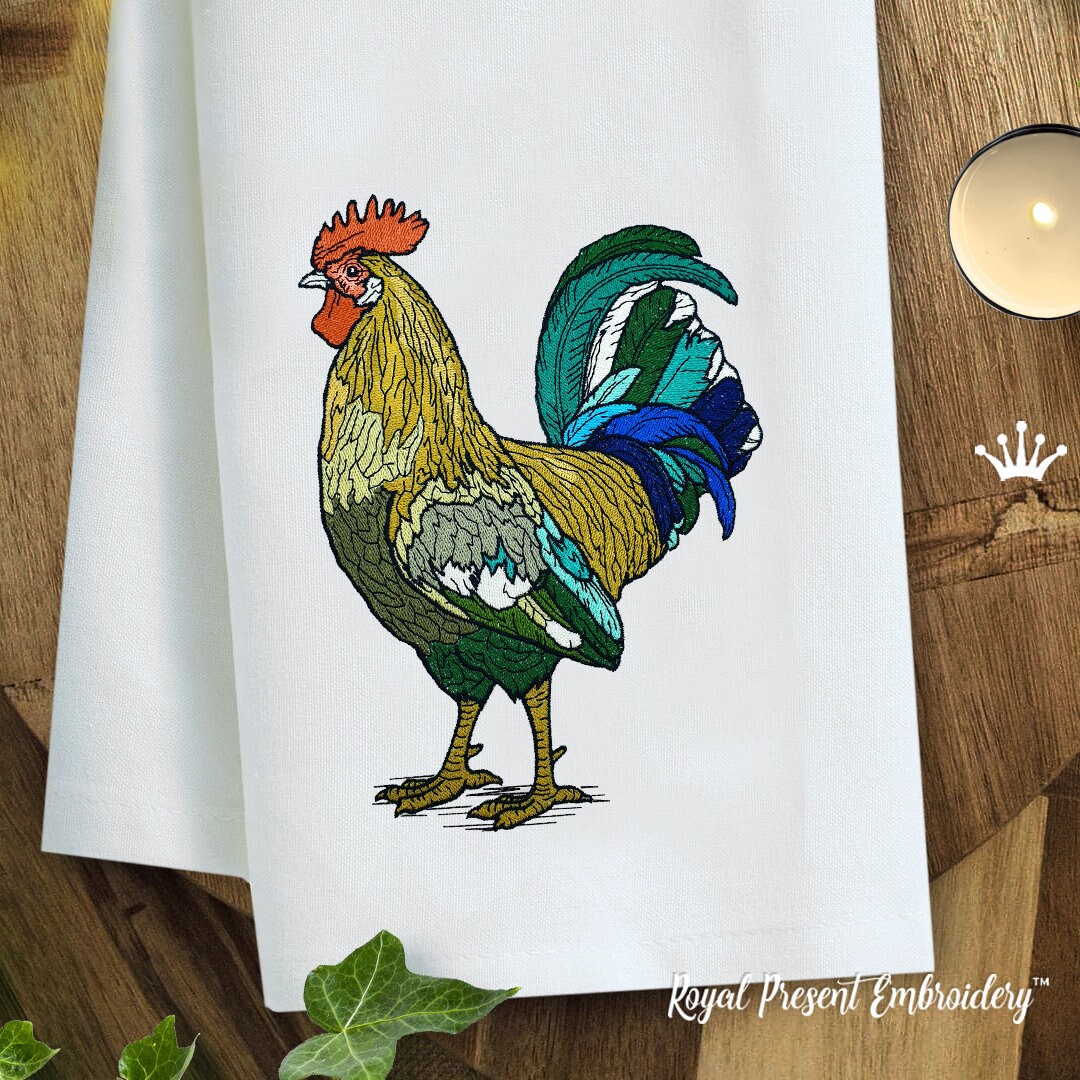 Rustic Rooster Machine Embroidery Design - 2 Sizes - Etsy