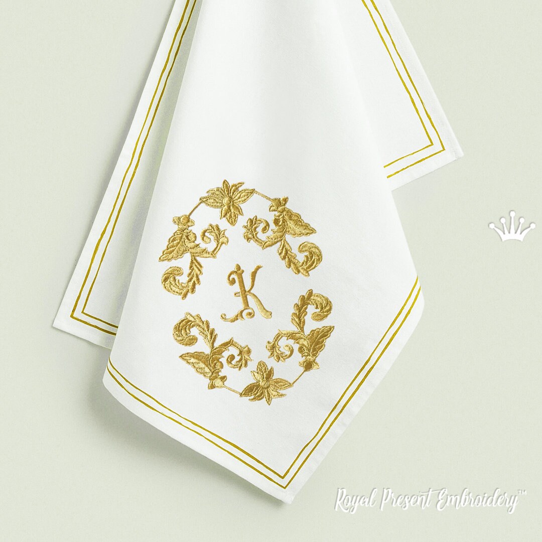 Baroque Monogram Medallion Machine Embroidery Design - 3 Sizes - Etsy