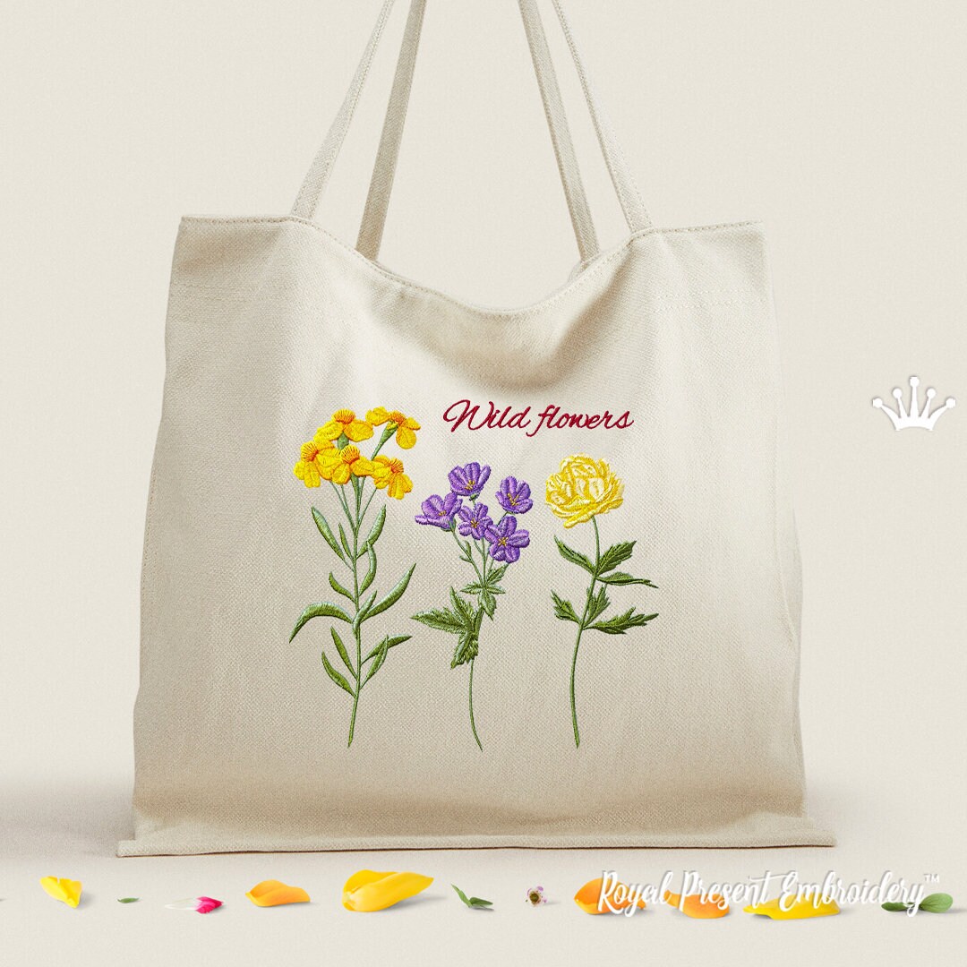 Wildflower Machine Embroidery Designs Set - 2 Sizes - Etsy