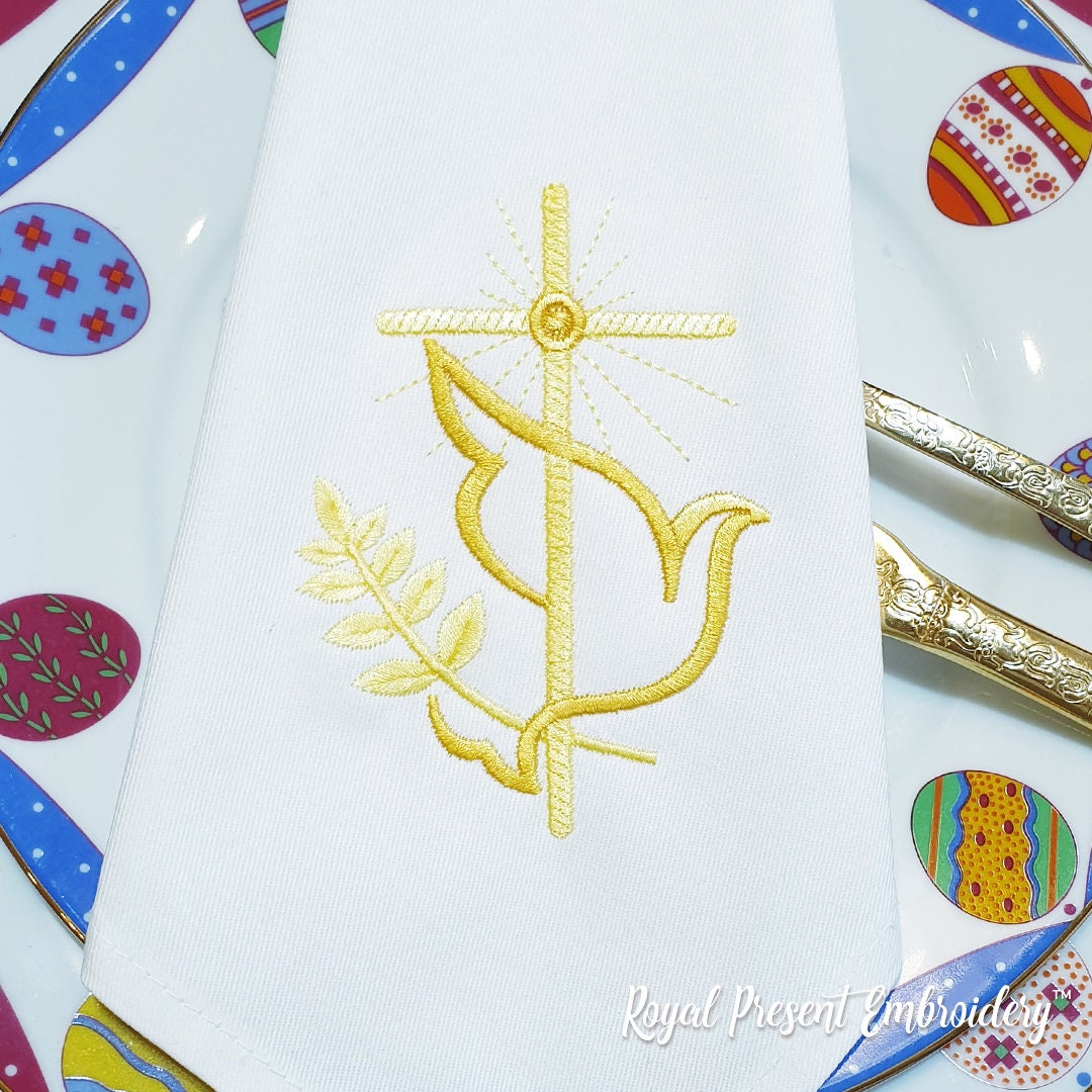 Cross With Dove Machine Embroidery Design - 3 Sizes - Etsy