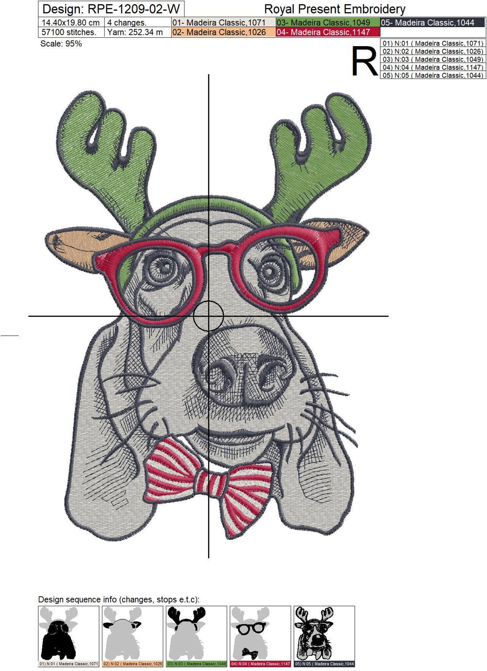Christmas Machine Embroidery Design Dog 2 Sizes | Etsy