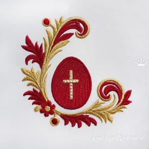 Easter Corner Baroque With Egg and Cross Machine Embroidery Design - 2 ...