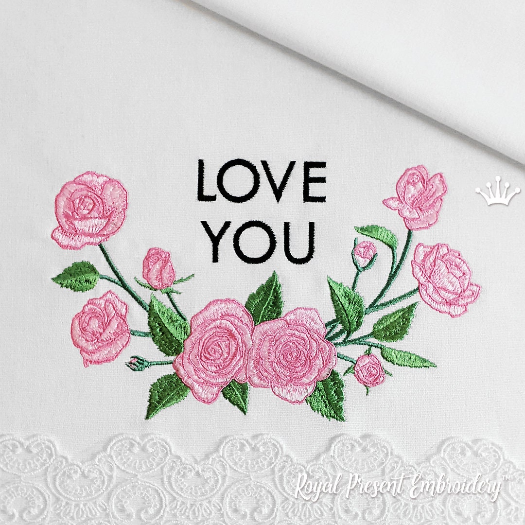 Garland of Roses Machine Embroidery Design - 5 Sizes - Etsy