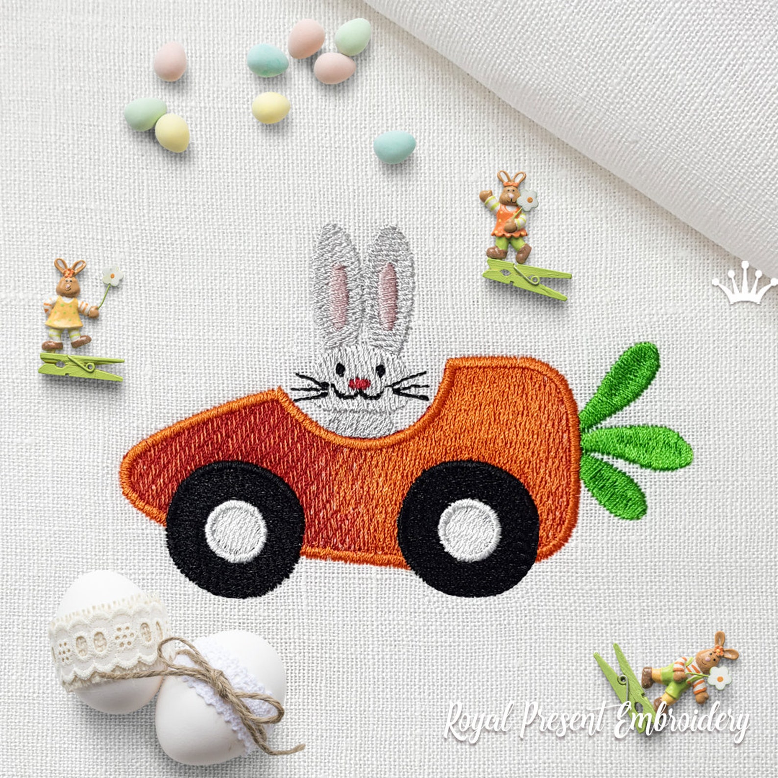 Carrot Bunny Car Machine Embroidery Design - 2 Sizes - Etsy