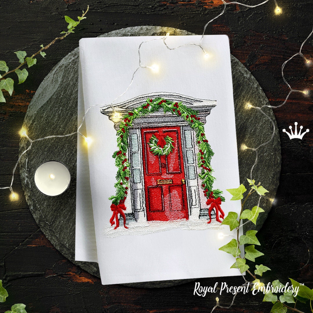 Festive Door Machine Embroidery Design - 5 Sizes - Etsy