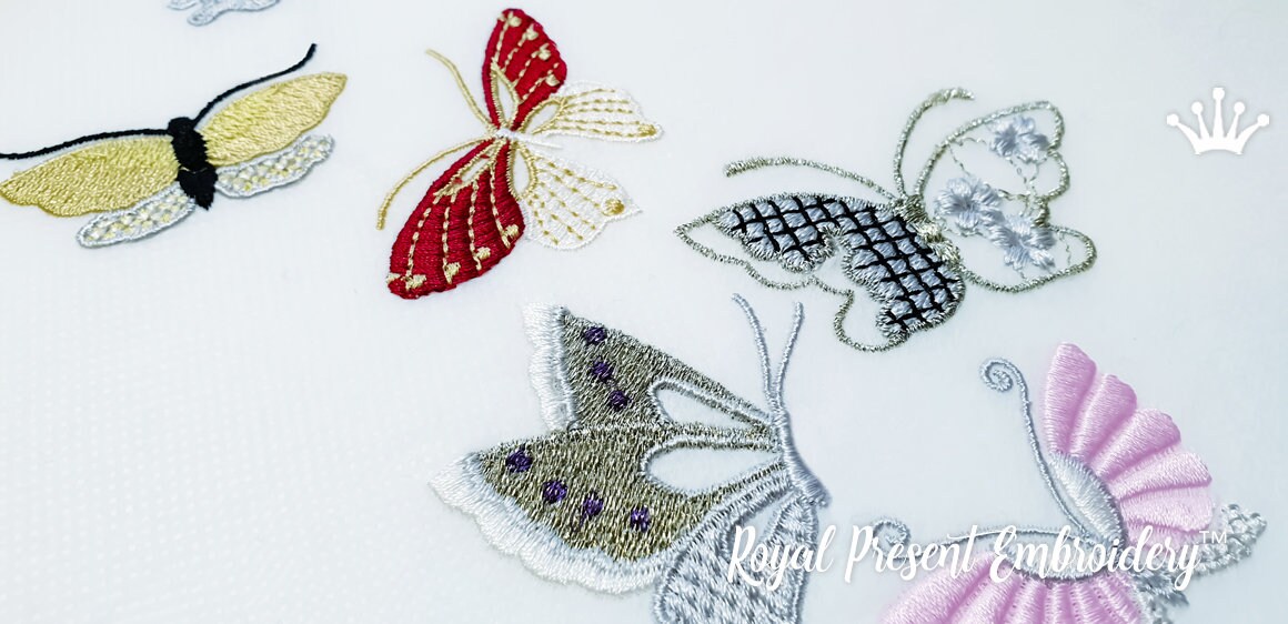 Butterflies Machine Embroidery Design 2 Sizes | Etsy