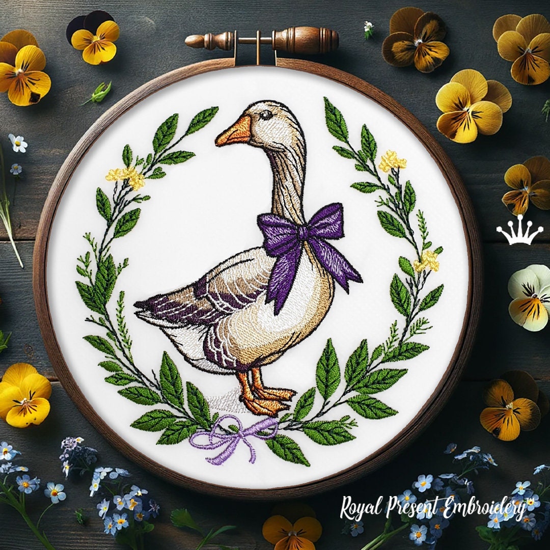 Goose With Bow Machine Embroidery Design - 4 Sizes - Etsy
