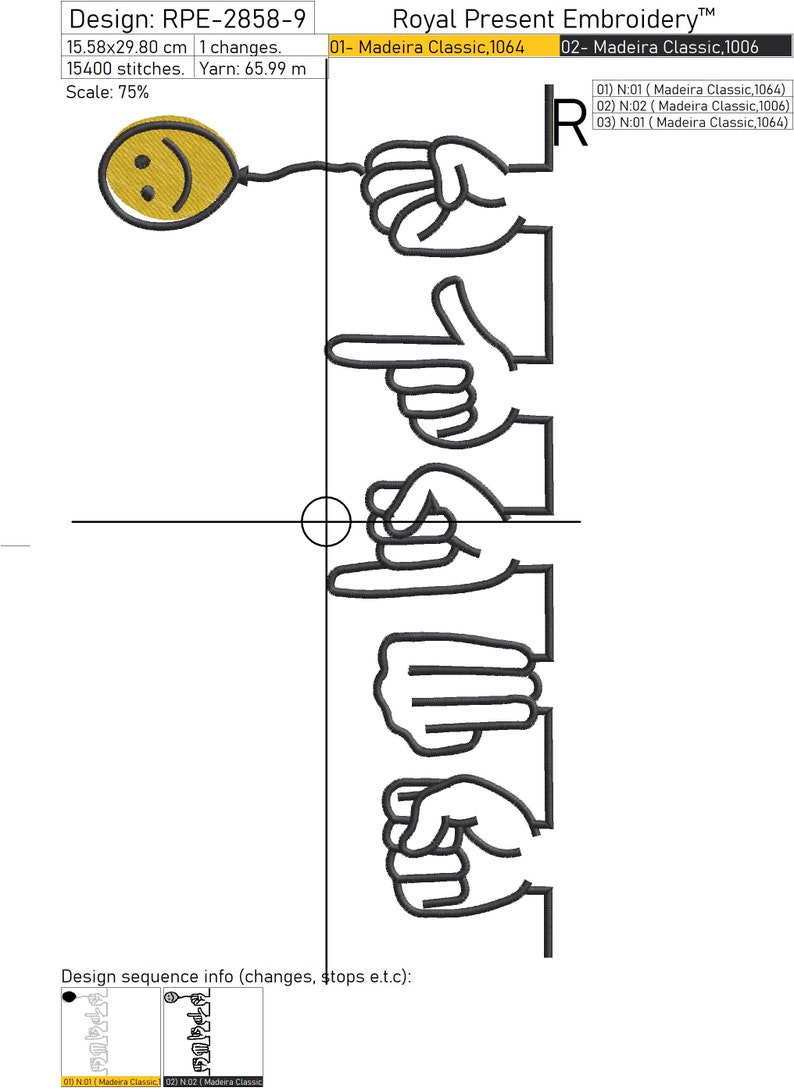 Sign Language Smile Lettering Machine Embroidery Design 9 - Etsy