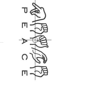 Sign Language PEACE Machine Embroidery Design - 4 Sizes - Etsy