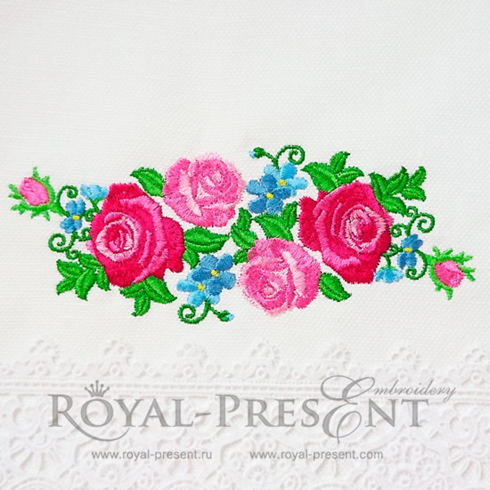 Border Machine Embroidery Design Pink Roses 2 Sizes - Etsy