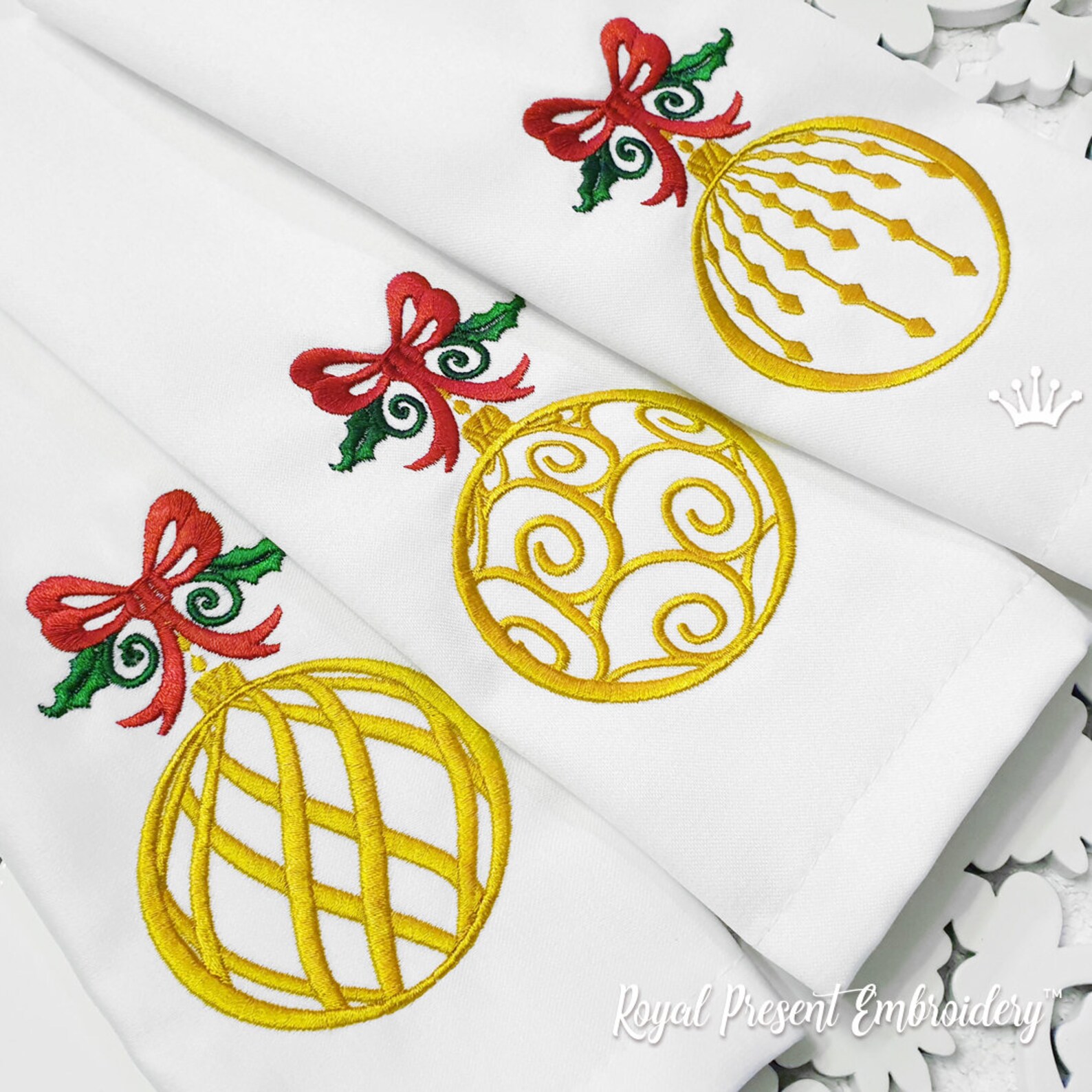 Christmas Balls With Bows Machine Embroidery Designs Set - Etsy