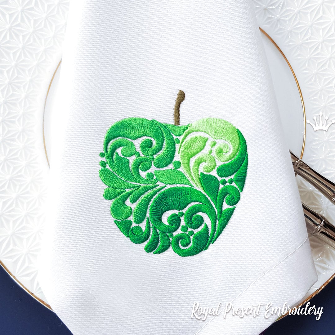 Ornate Apple Machine Embroidery Design - Etsy