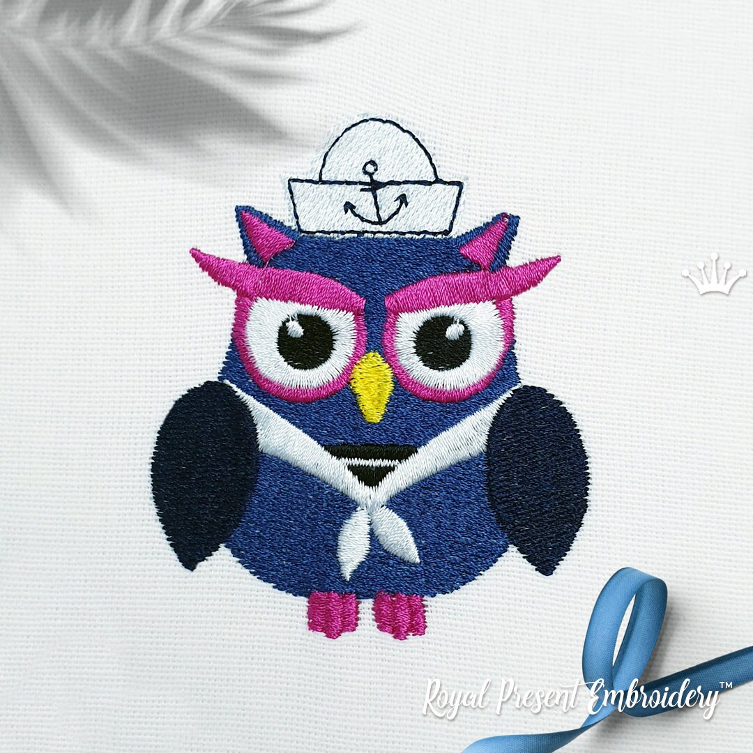 Owl Sailor Machine Embroidery Design - 4 Sizes - Etsy