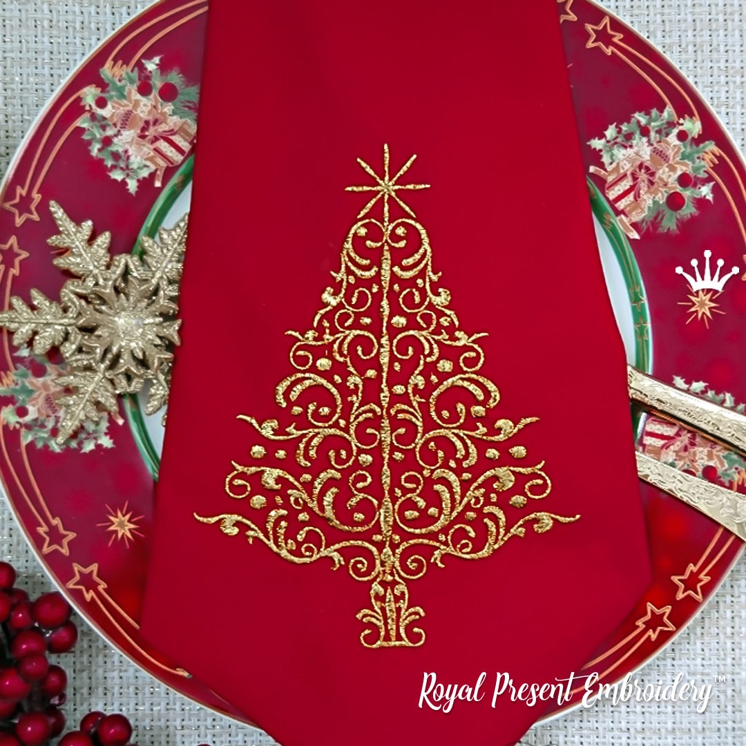 Elegant Christmas Tree Machine Embroidery Design - 3 Sizes - Etsy