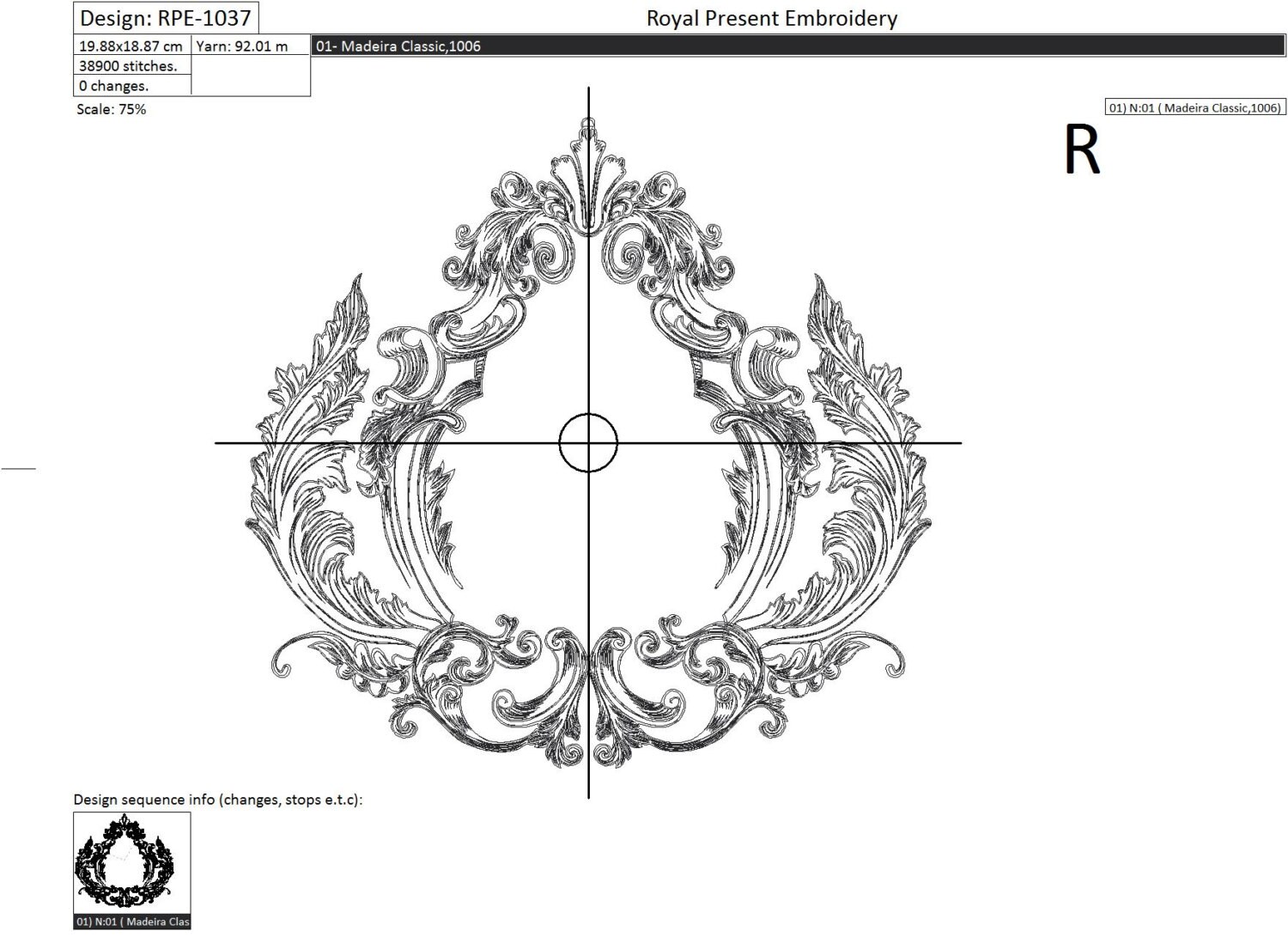 Baroque Monogram Blank Machine Embroidery Design | Etsy