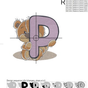 Teddy Bear Letter P Machine Embroidery Design - 5 Sizes - Etsy
