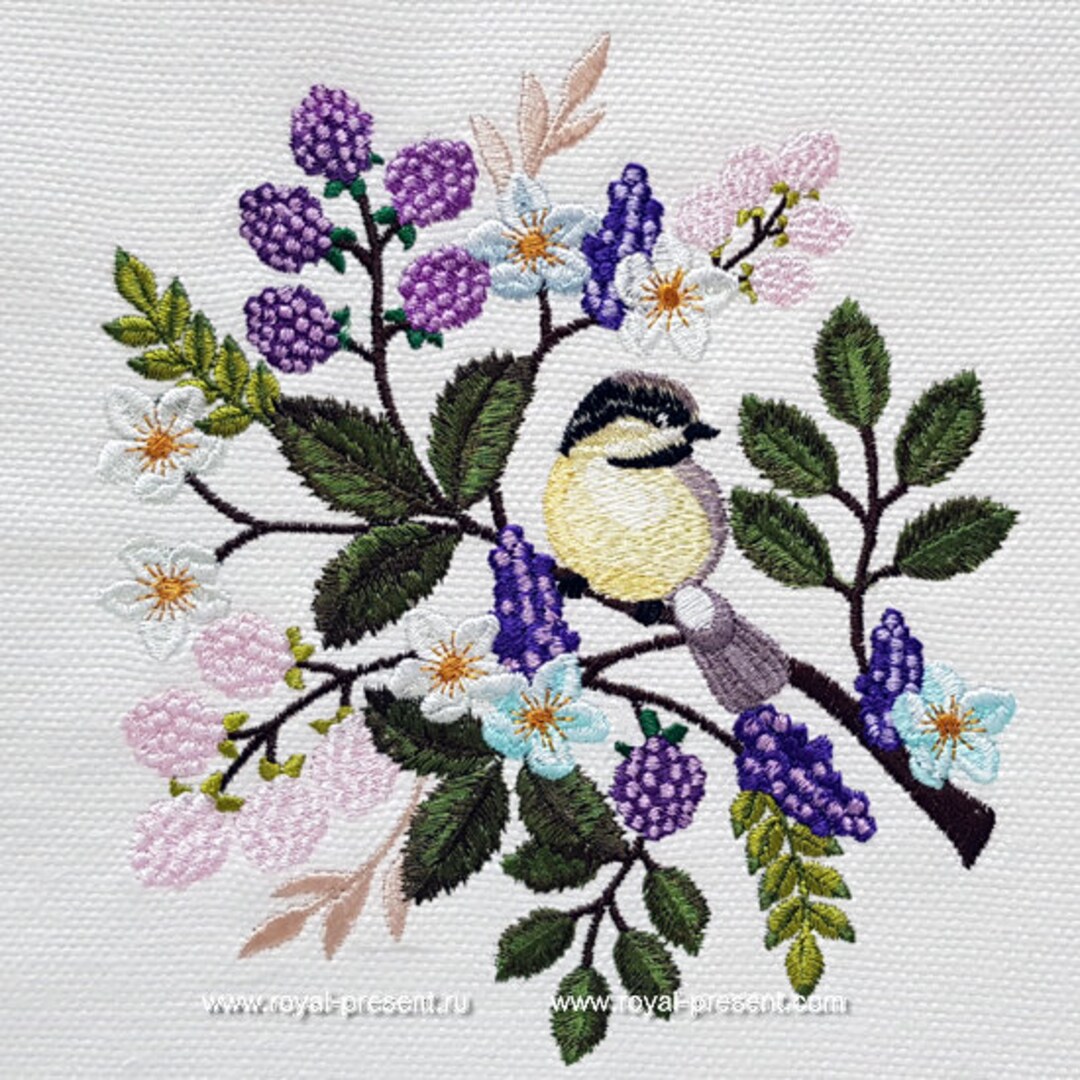 Titmouse Machine Embroidery Design 3 Sizes - Etsy