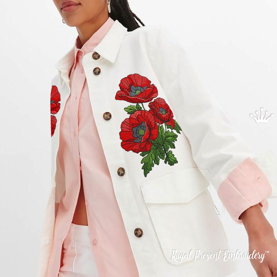 Poppies Bouquet Large Machine Embroidery Design - 4 Sizes - Etsy