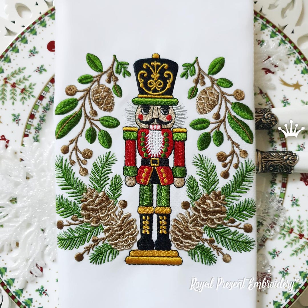Nutcracker and Winter Branches Machine Embroidery Design - 4 Sizes - Etsy