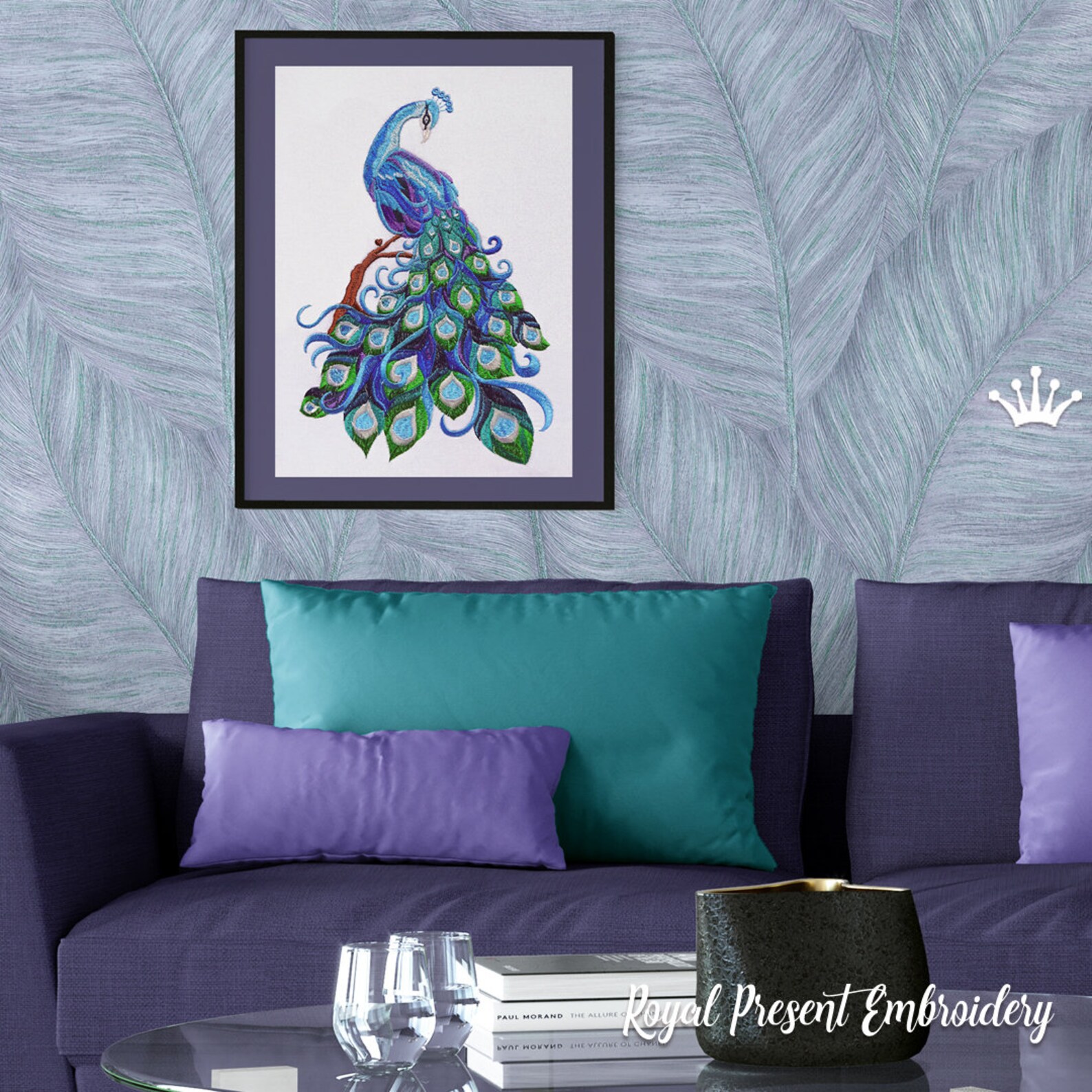 Luxurious Peacock Machine Embroidery Design 3 Sizes - Etsy