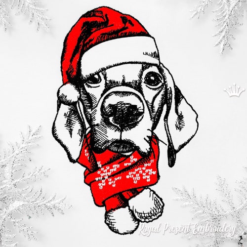 Christmas Dog Embroidery Design Machine Embroidery Pattern | Etsy