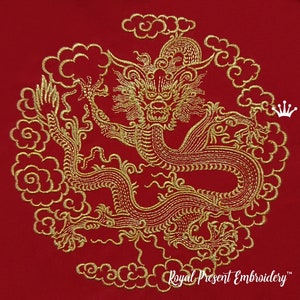 Machine Embroidery Design Gold Chinese Dragon - 2 Sizes - Etsy
