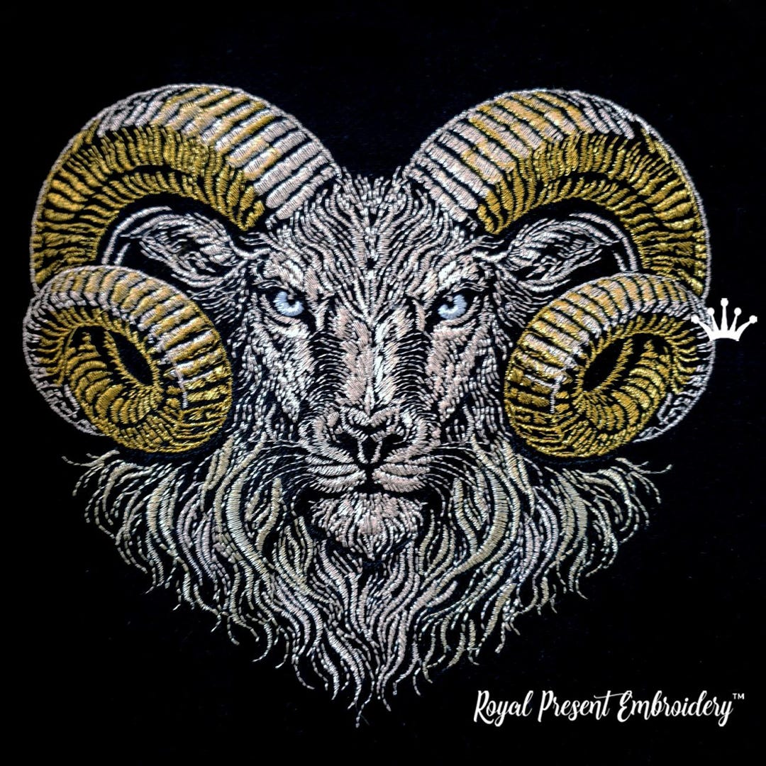 Horned Aries Zodiac Sign Machine Embroidery Design - 5 Sizes - Etsy