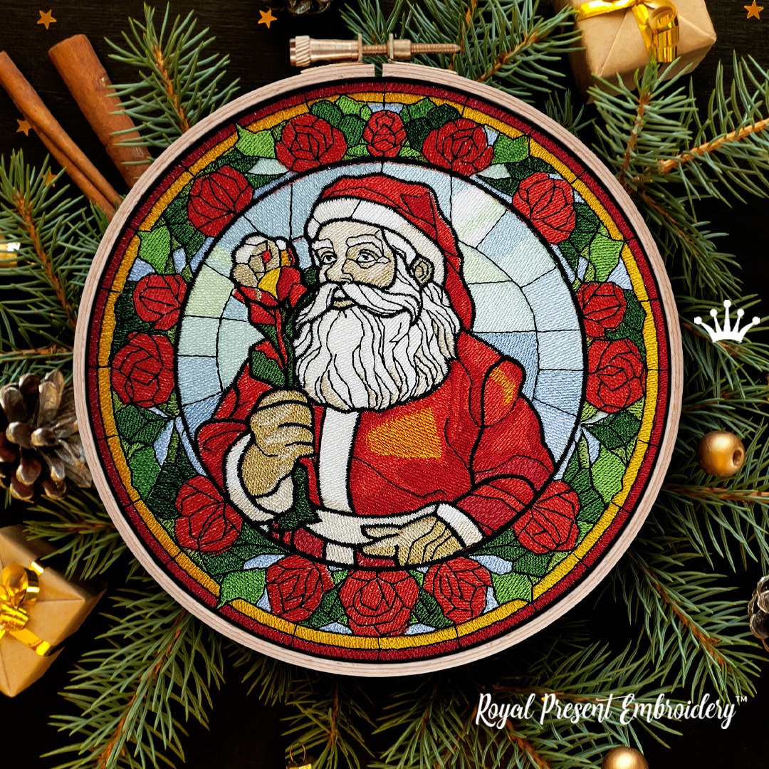 Stained Glass Santa Claus Machine Embroidery Design in 4 Sizes - Etsy