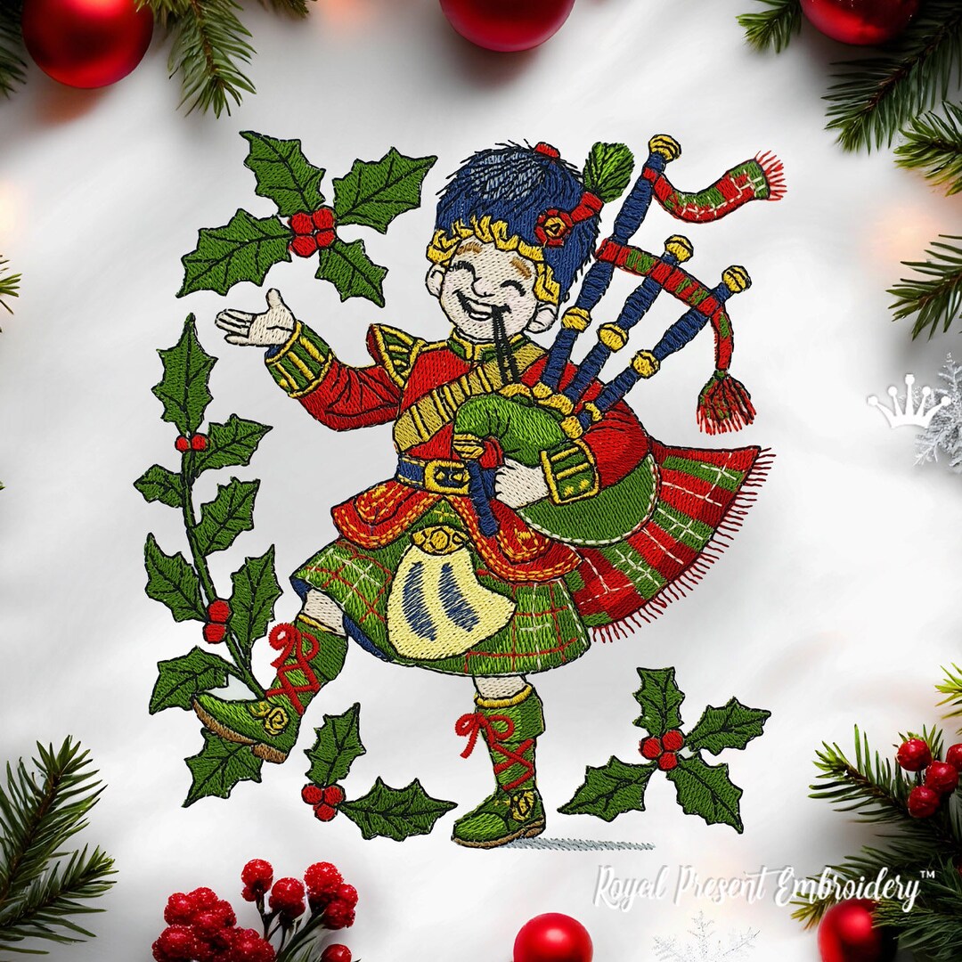 Christmas Piper Piping Boy Machine Embroidery Designs - 4 Sizes - Etsy