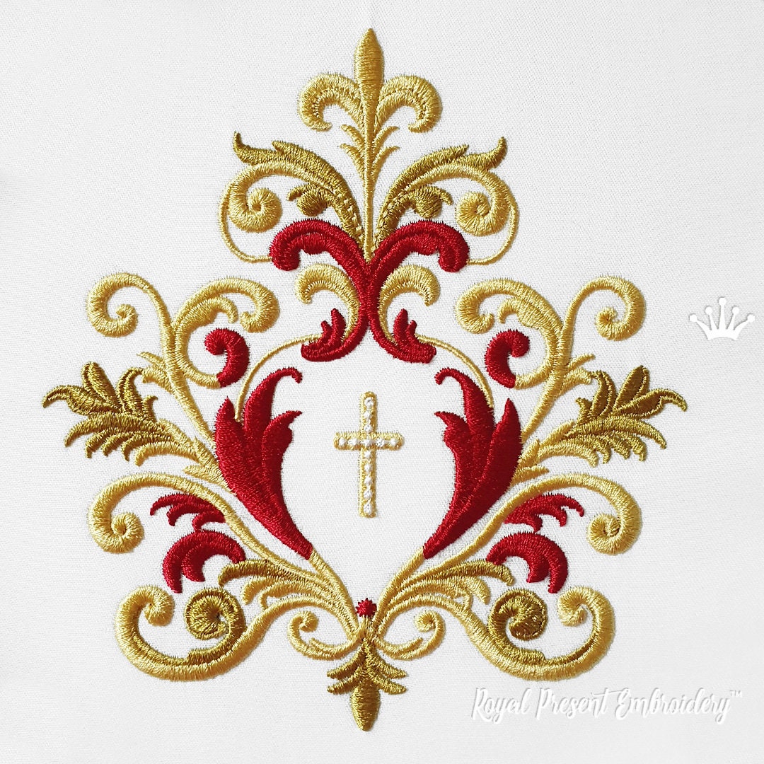 Baroque Easter Wreath With Cross Machine Embroidery Design - 2 Sizes - Etsy