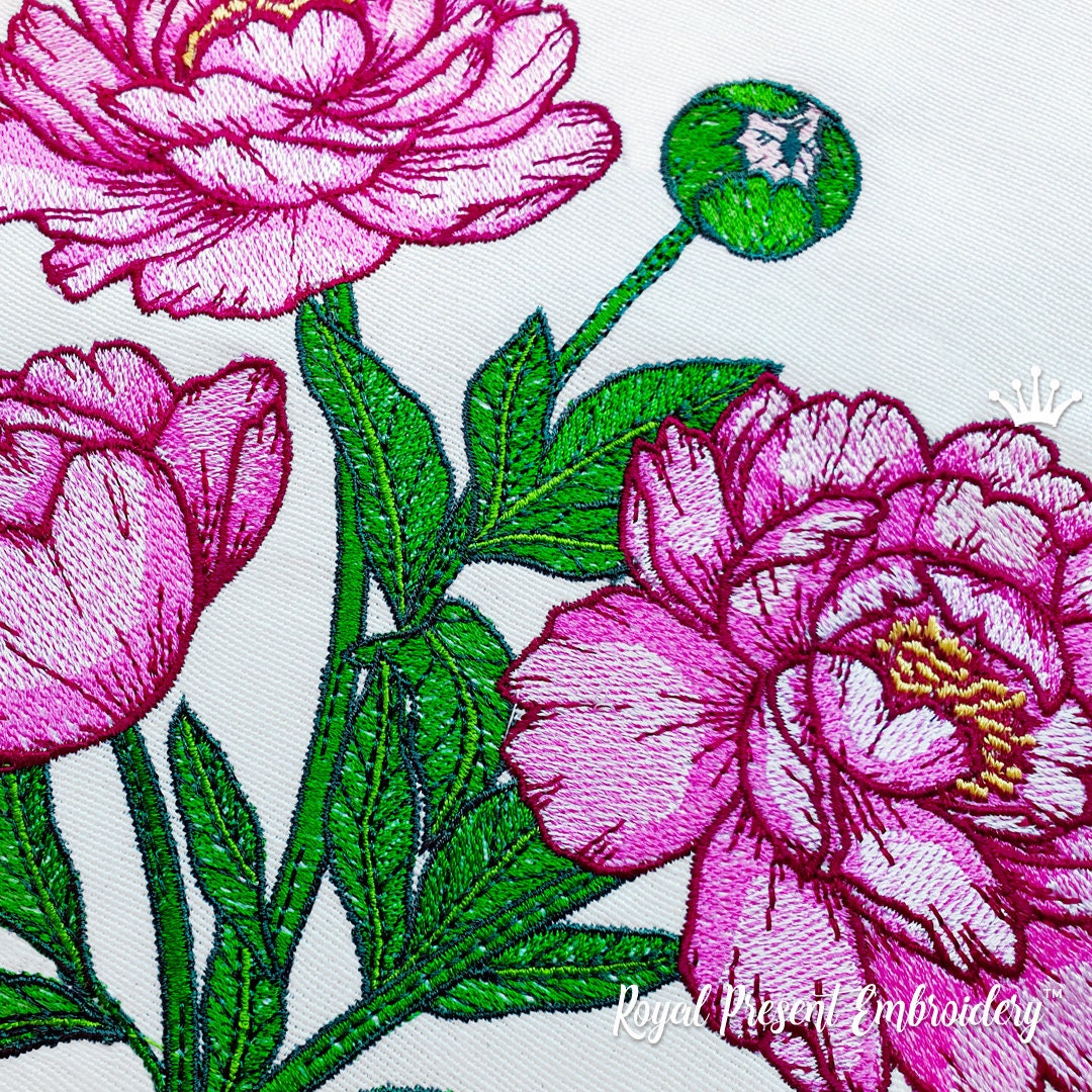 Garden Peonies Machine Embroidery Design 5 Sizes - Etsy