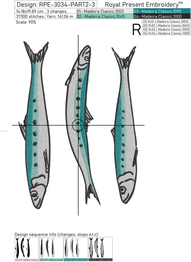 Sardines Machine Embroidery Designs Set - 4 Sizes - Etsy