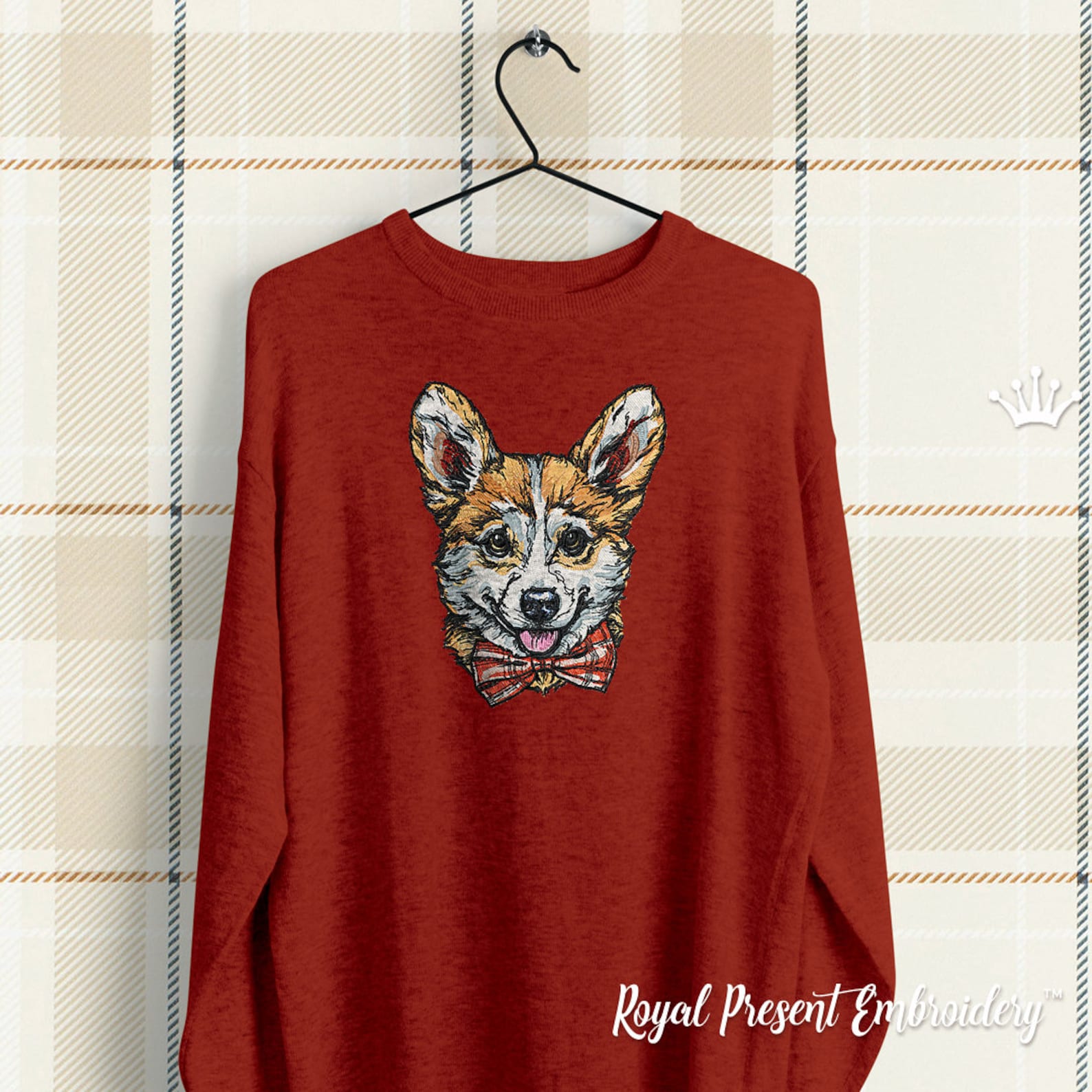 Portrait Puppy Corgi Machine Embroidery Design 3 Sizes | Etsy