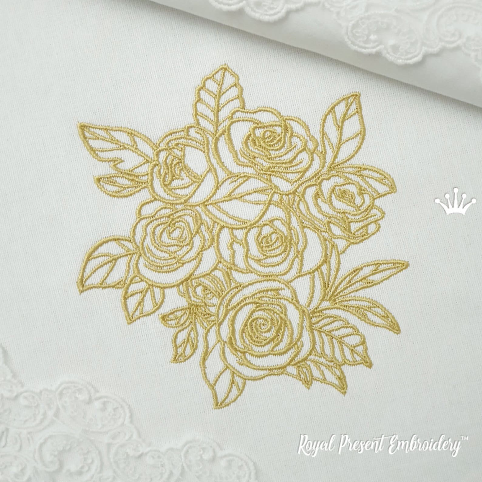 Contour Blooming Roses Bouquet Machine Embroidery Design - 4 Sizes - Etsy