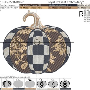 Checkered Pumpkin Baroque Machine Embroidery Design - 3 Sizes - Etsy