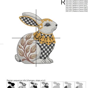 Checkered Rabbit Baroque Small Machine Embroidery Design - 4 Sizes - Etsy