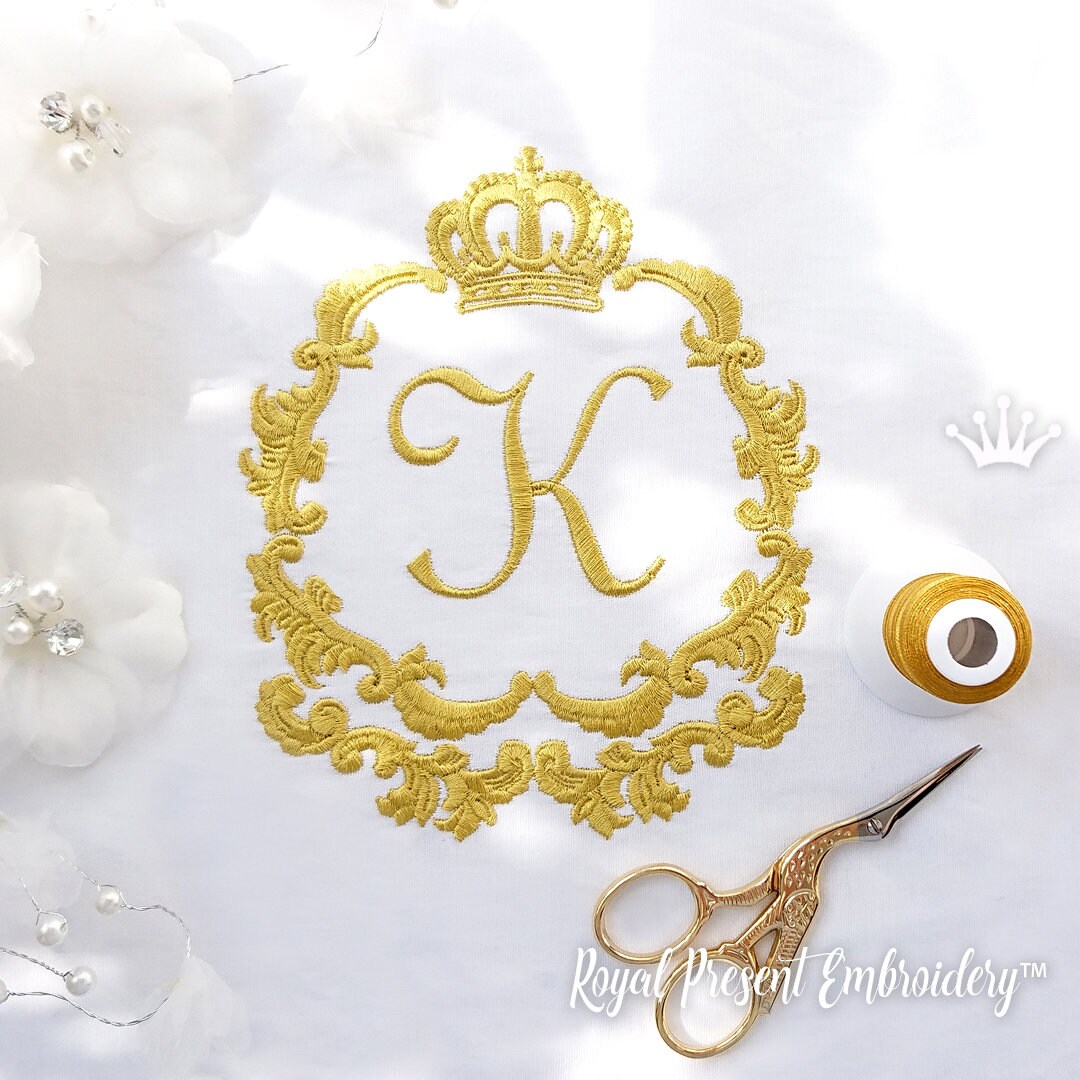 Machine Embroidery Design Luxury Frame With Crown - 2 Sizes - Etsy