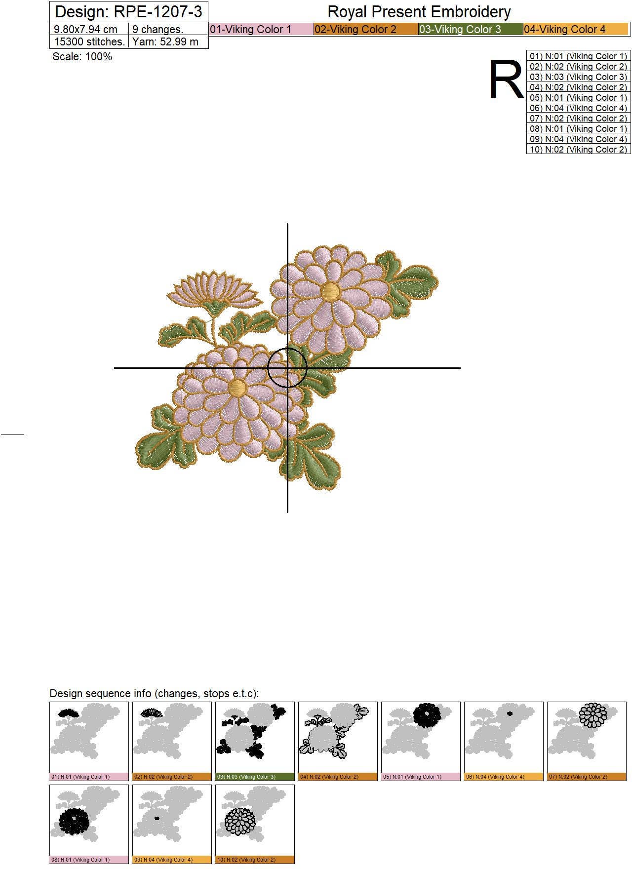 Machine Embroidery Design White Chrysanthemums 5 Sizes | Etsy