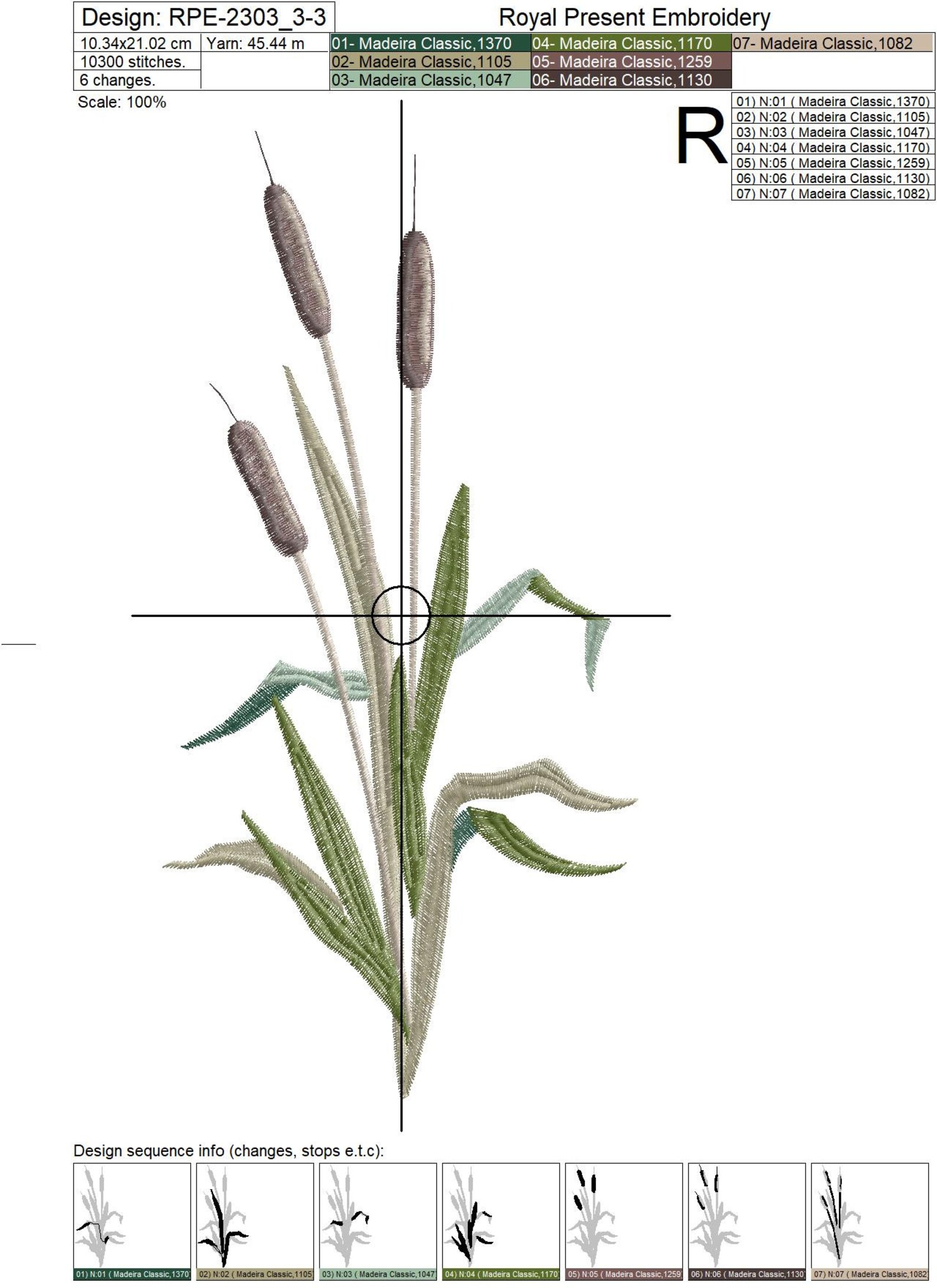 Bulrush Machine Embroidery Designs Set - 7 Sizes - Etsy