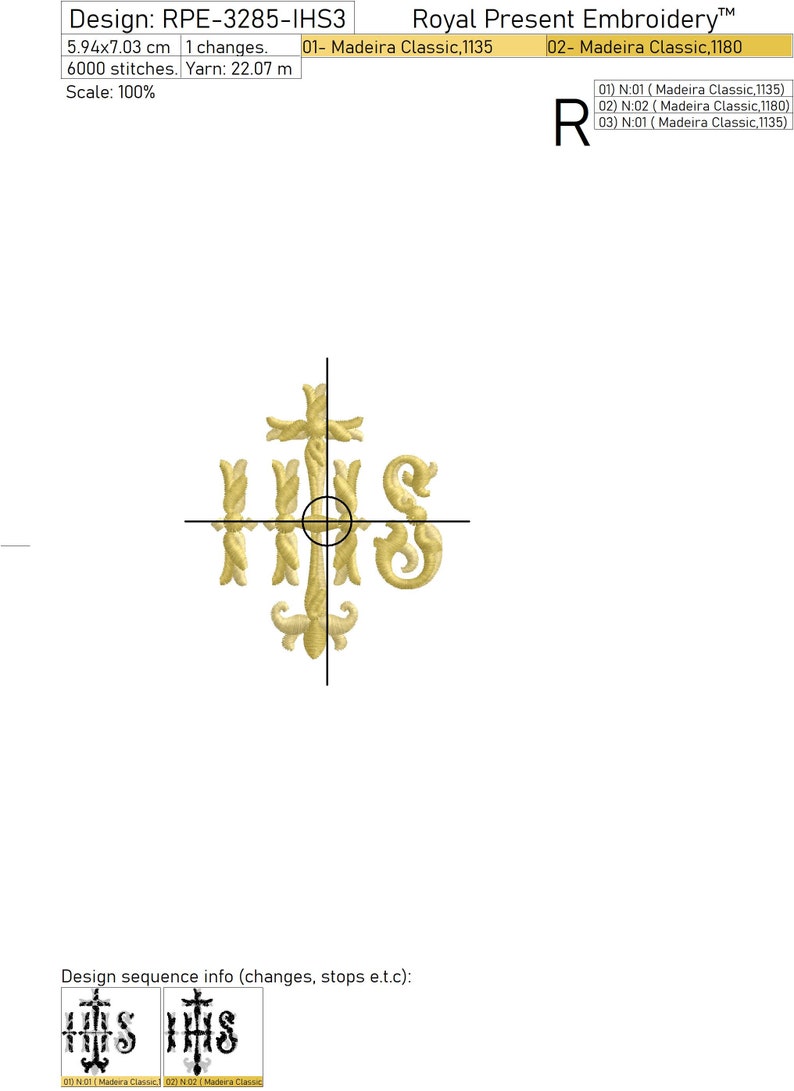 Monogram IHS Machine Embroidery Design 3 Sizes - Etsy