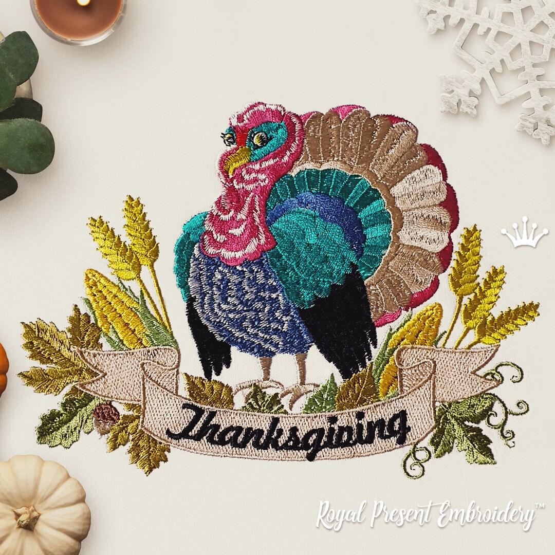 Turkey Thanksgiving Machine Embroidery Design - 2 Sizes - Etsy