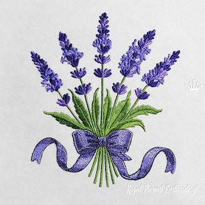 Lavender Bouquet With Bow Machine Embroidery Design - 4 Sizes - Etsy